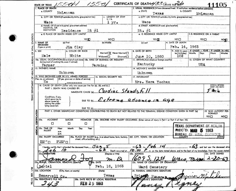 Texas, Death Certificates, 1903-1982