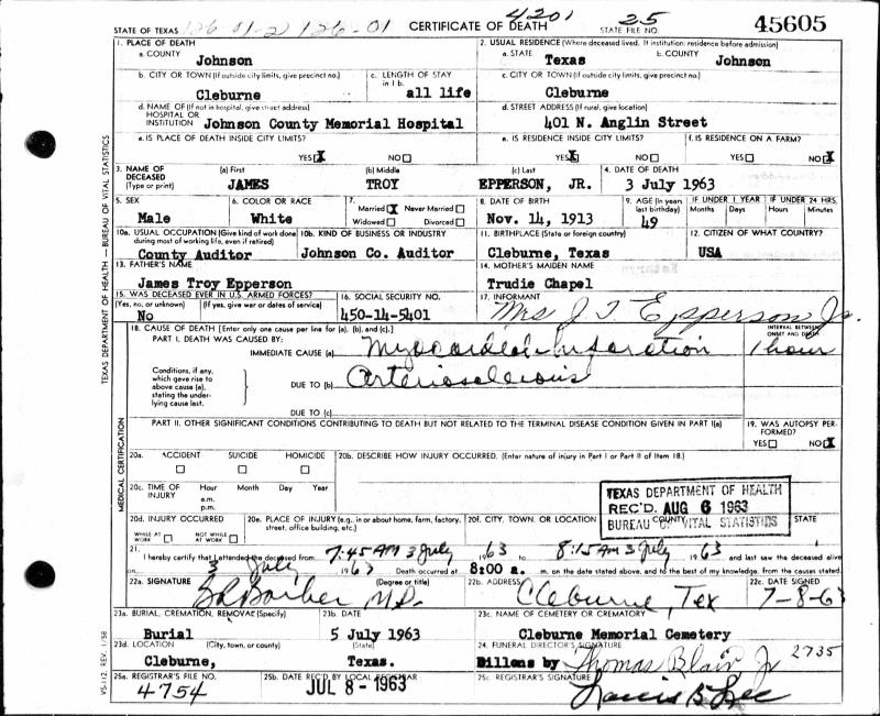Texas, Death Certificates, 1903-1982