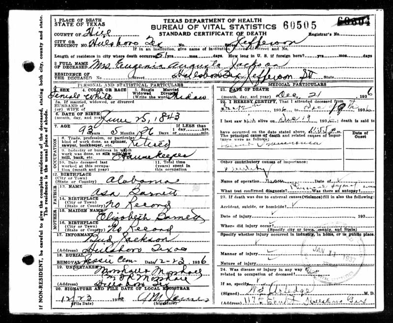 Texas, Death Certificates, 1903-1982