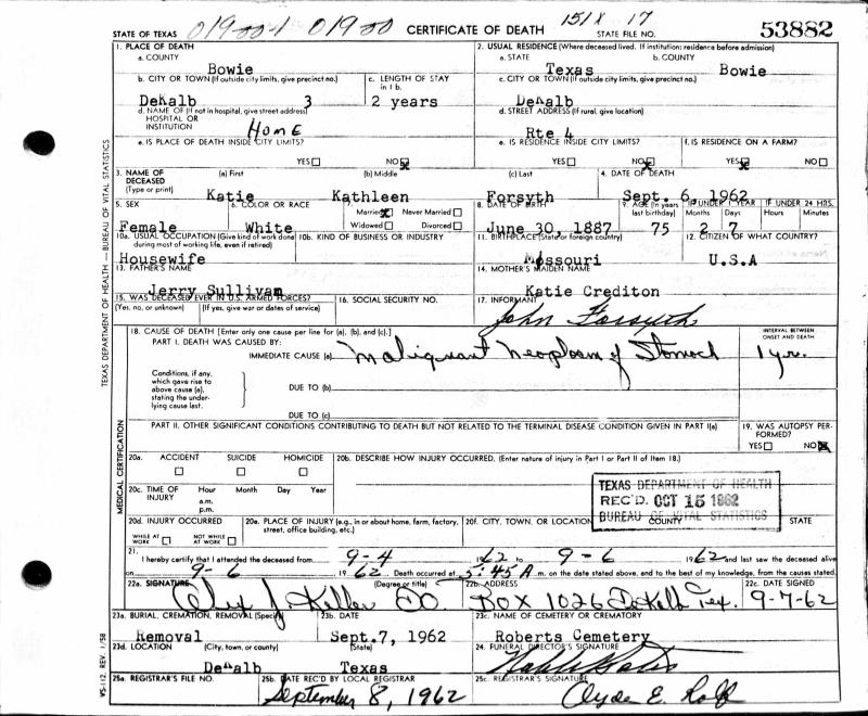 Texas, Death Certificates, 1903-1982