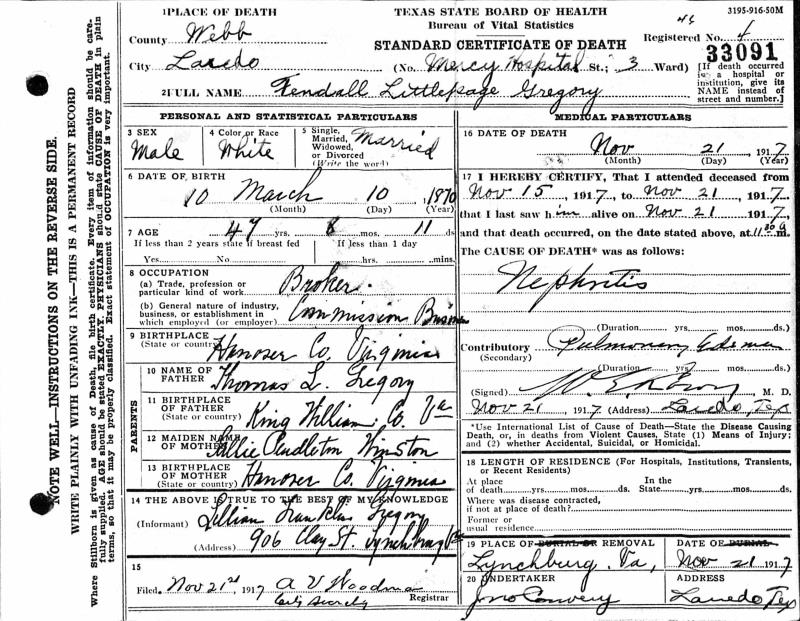 Texas, Death Certificates, 1903-1982