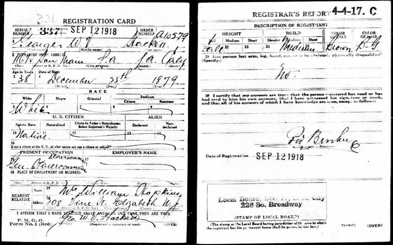 U.S., World War I Draft Registration Cards, 1917-1918