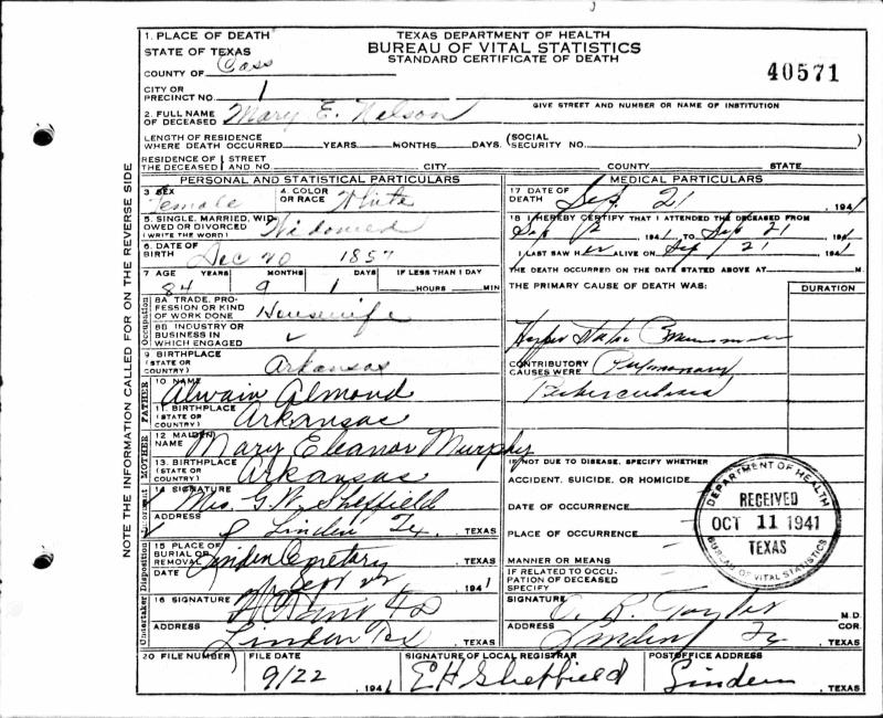 Texas, Death Certificates, 1903-1982