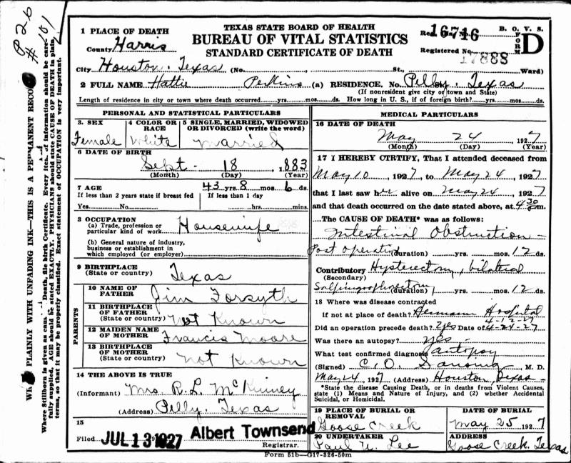 Texas, Death Certificates, 1903-1982