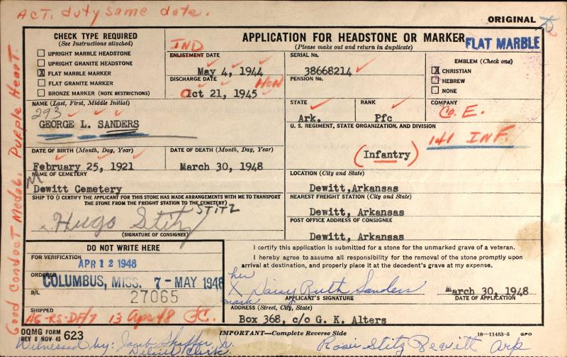 U.S., Headstone Applications for Military Veterans, 1925-1963