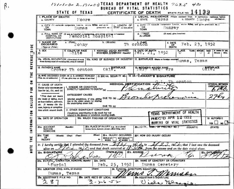 Texas, Death Certificates, 1903-1982