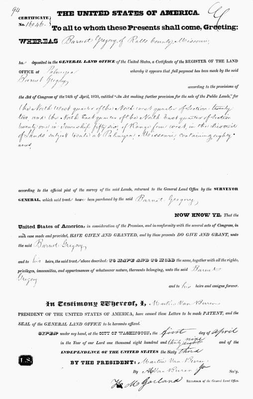 U.S. General Land Office Records, 1796-1907